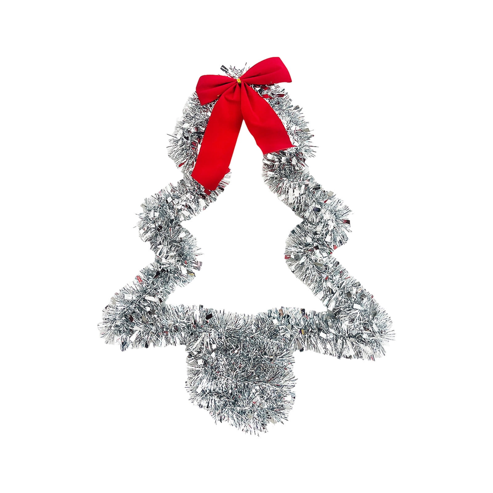 Wadada Christmas Tinsel Tree,White Shiny Metallic Foil Decorations for ...
