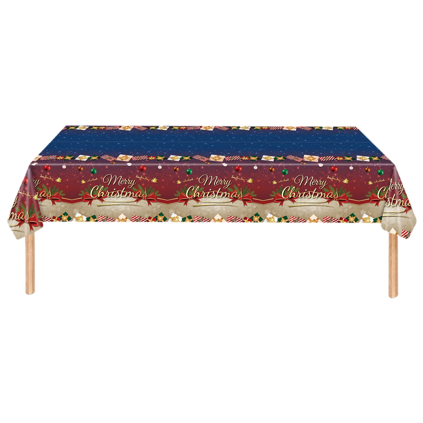 Wadada Christmas Tree Plastic Table Covers Wood Grain Tablecloth Winter ...