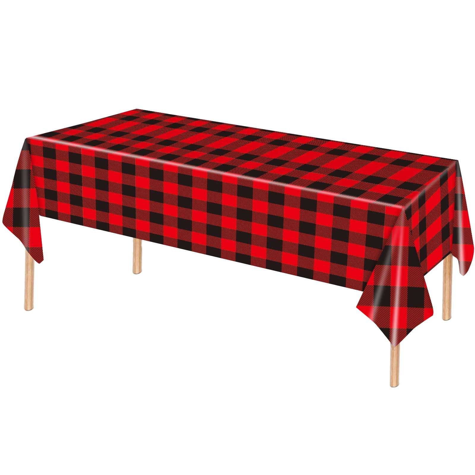 Wadada Christmas Tree Plastic Table Covers Wood Grain Tablecloth Winter ...