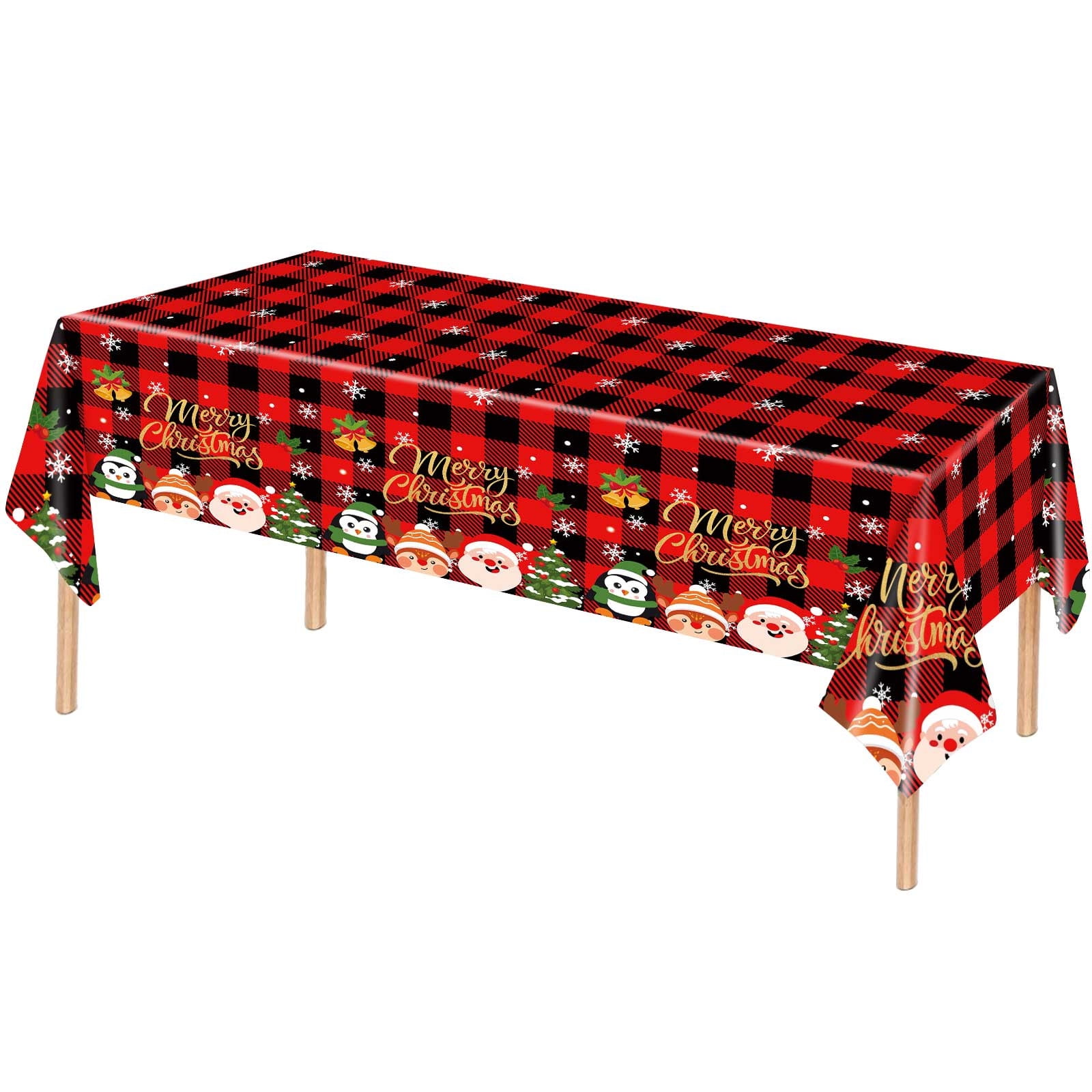 Wadada Christmas Tree Plastic Table Covers Wood Grain Tablecloth Winter ...