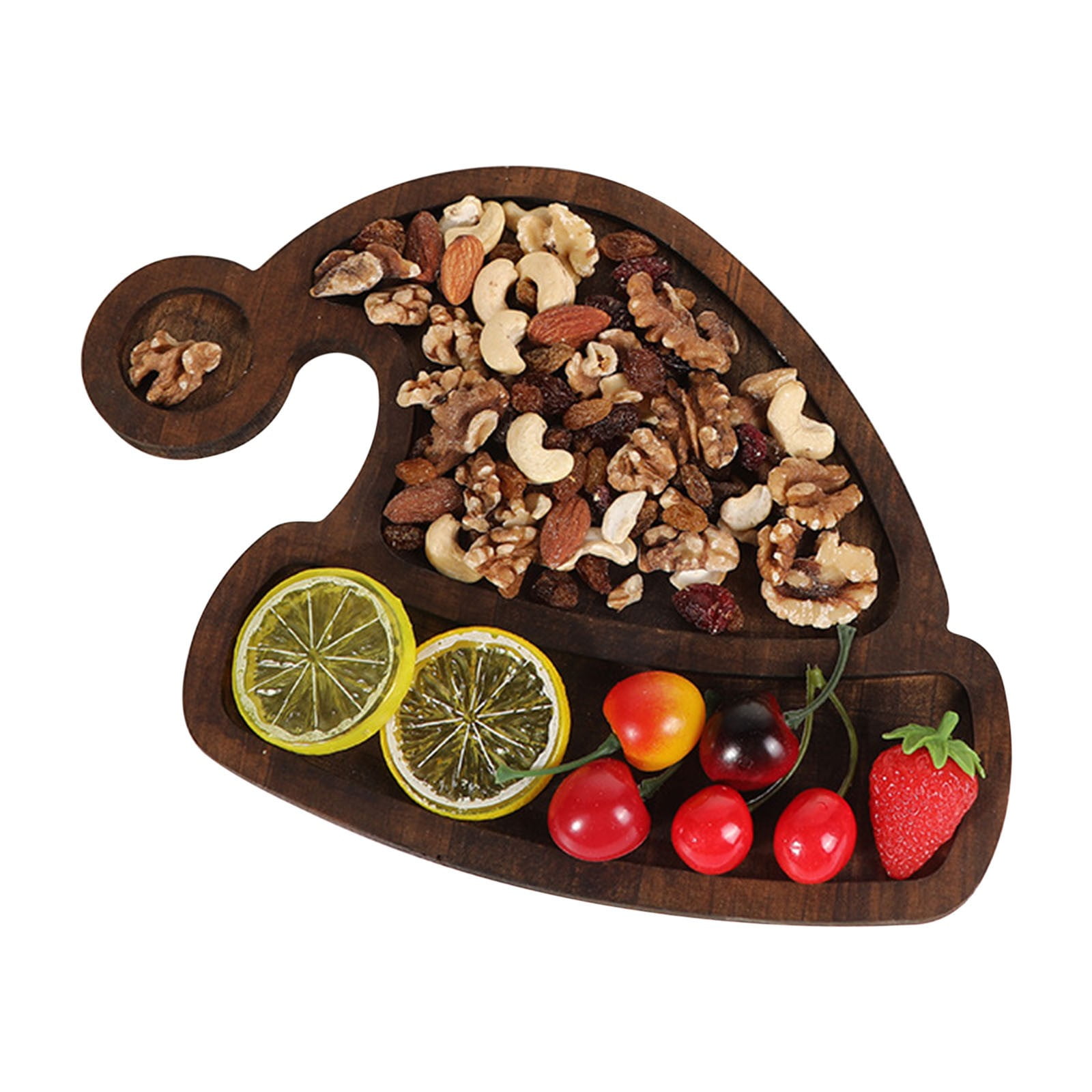 Wadada Christmas Wood Serving Tray Santa Hat Shaped Wooden Platter ...