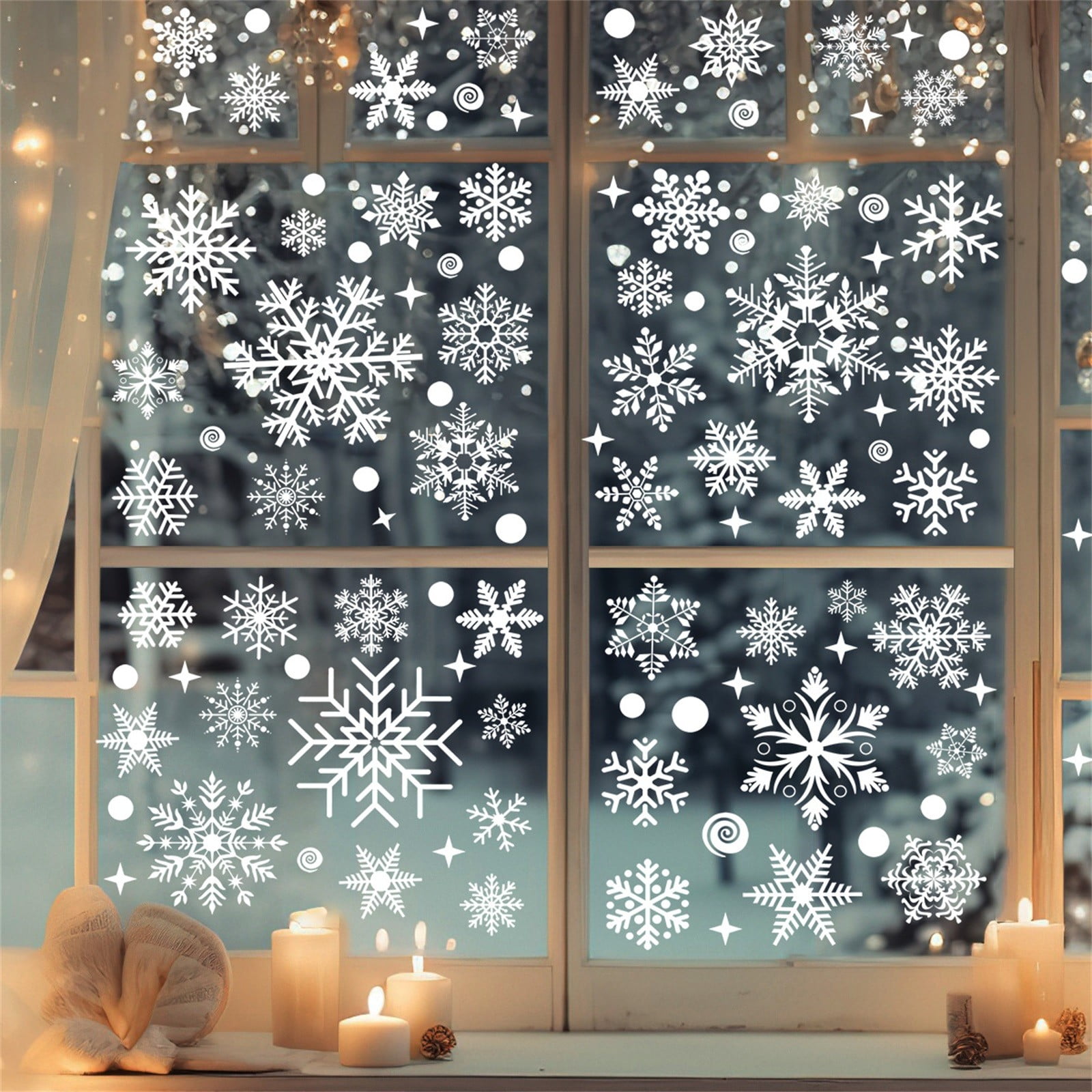 Wadada DIY Christmas Windows Stickers Wreath Snowflakes Santa Claus ...