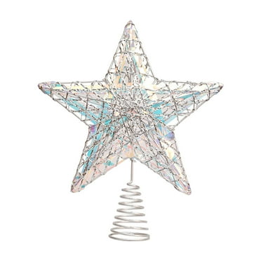 10 in. Metal Glittered Star Tree Topper, Silver - Walmart.com