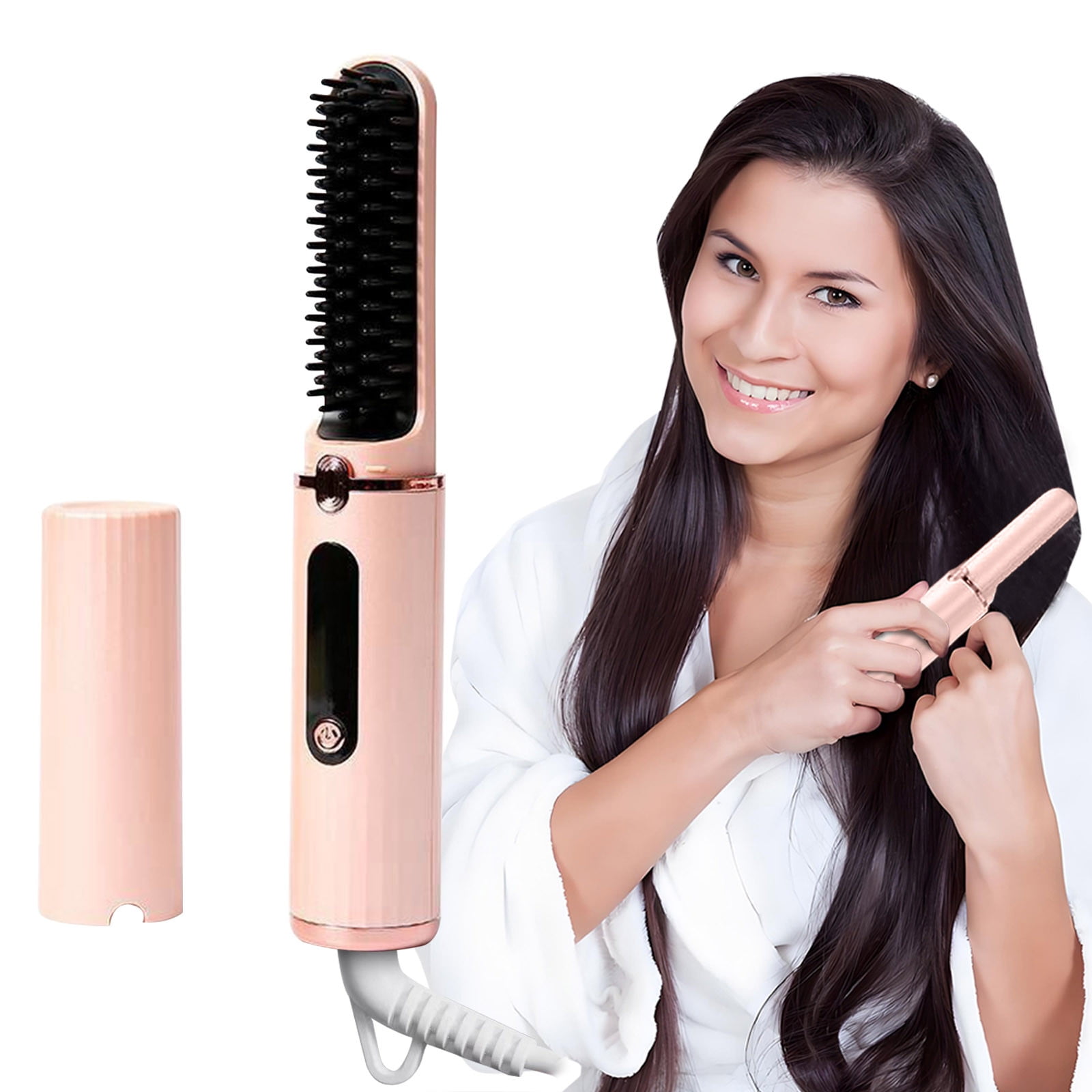Wadada Hair Straightener Brush - Upgraded Ionic Plus Straightening Brush with Dense Bristles ...