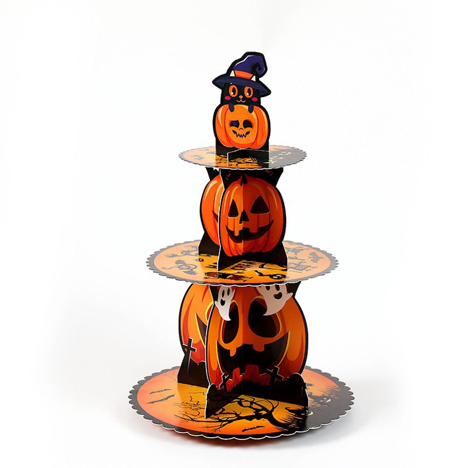 Wadada Halloween Cupcake Stand Decoration 3 Tier, Halloween Cardboard ...