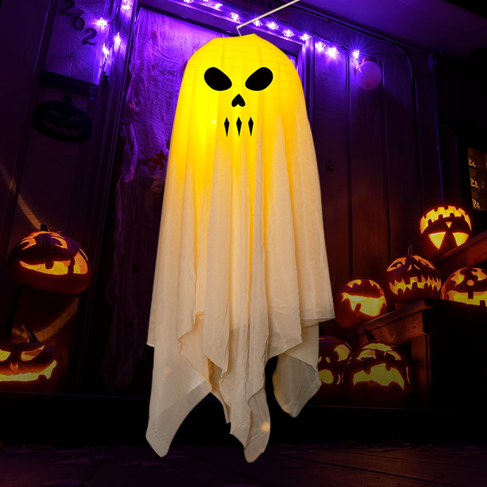 Wadada Halloween Lighted White Cloth Ghosts, Cute Light up Ghost Spooky ...