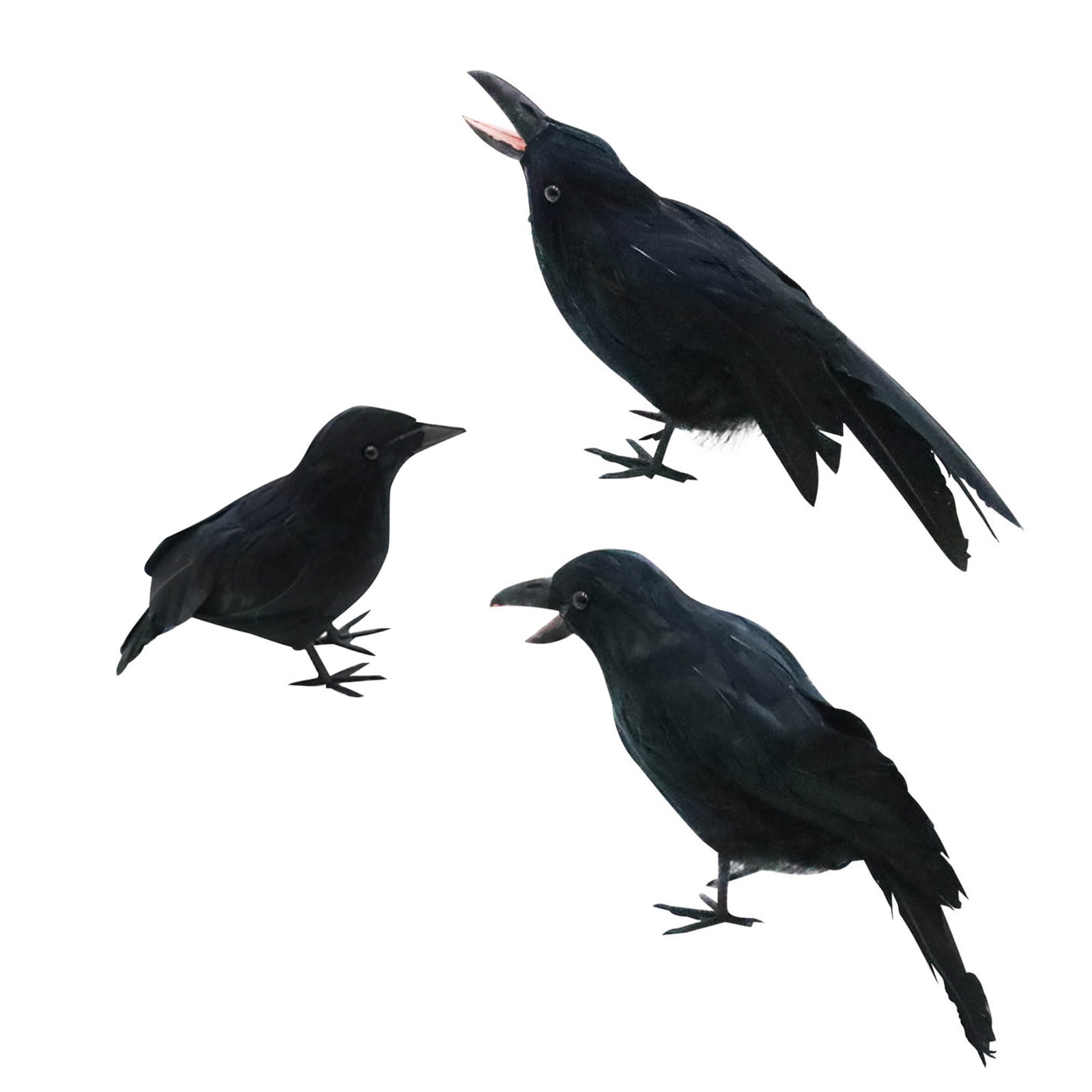 Wadada Halloween Realistic Crows Christmas Feathered Crows Decorations ...