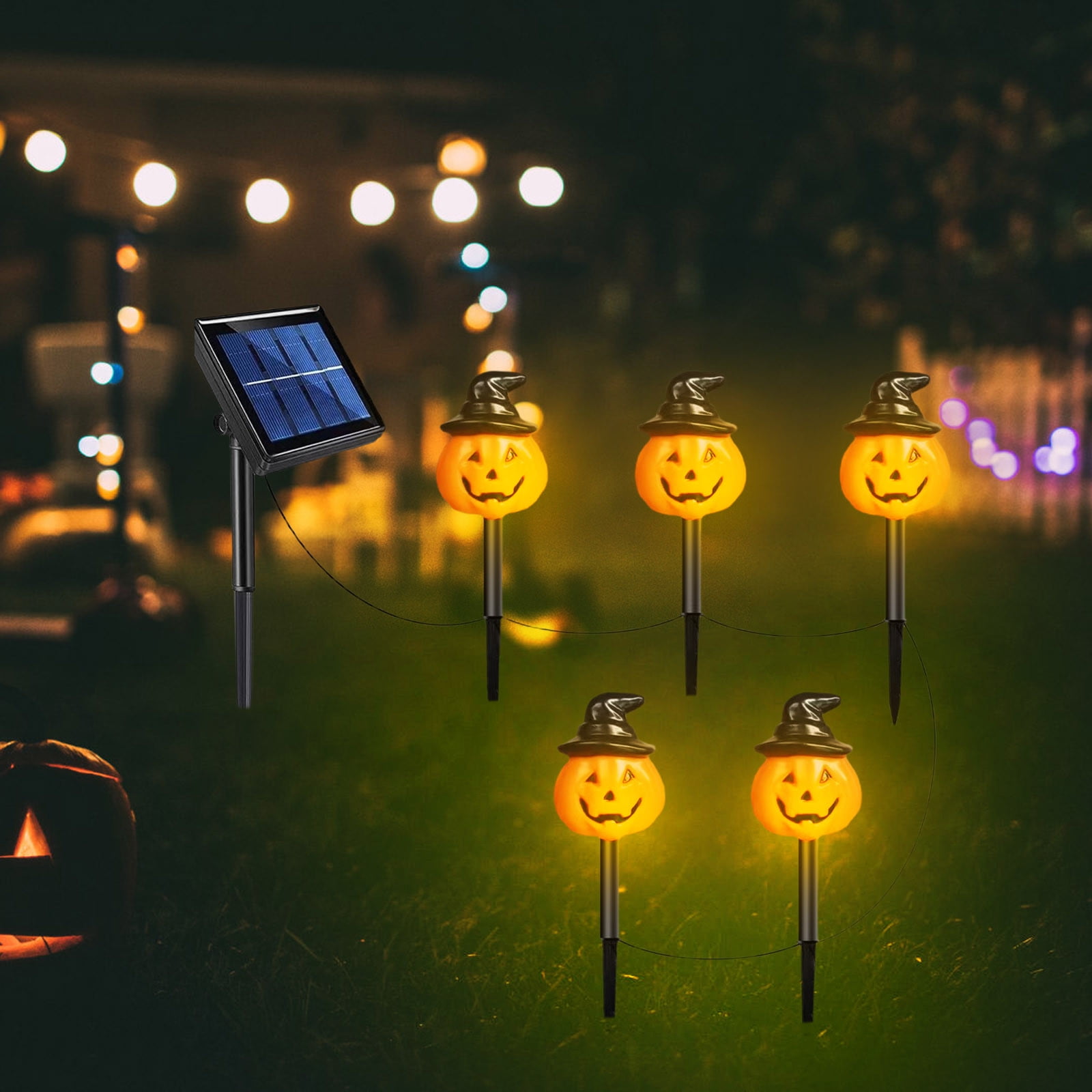 Wadada Halloween Solar Pumpkin Stake Lights,Outdoor Halloween Pumpkin ...