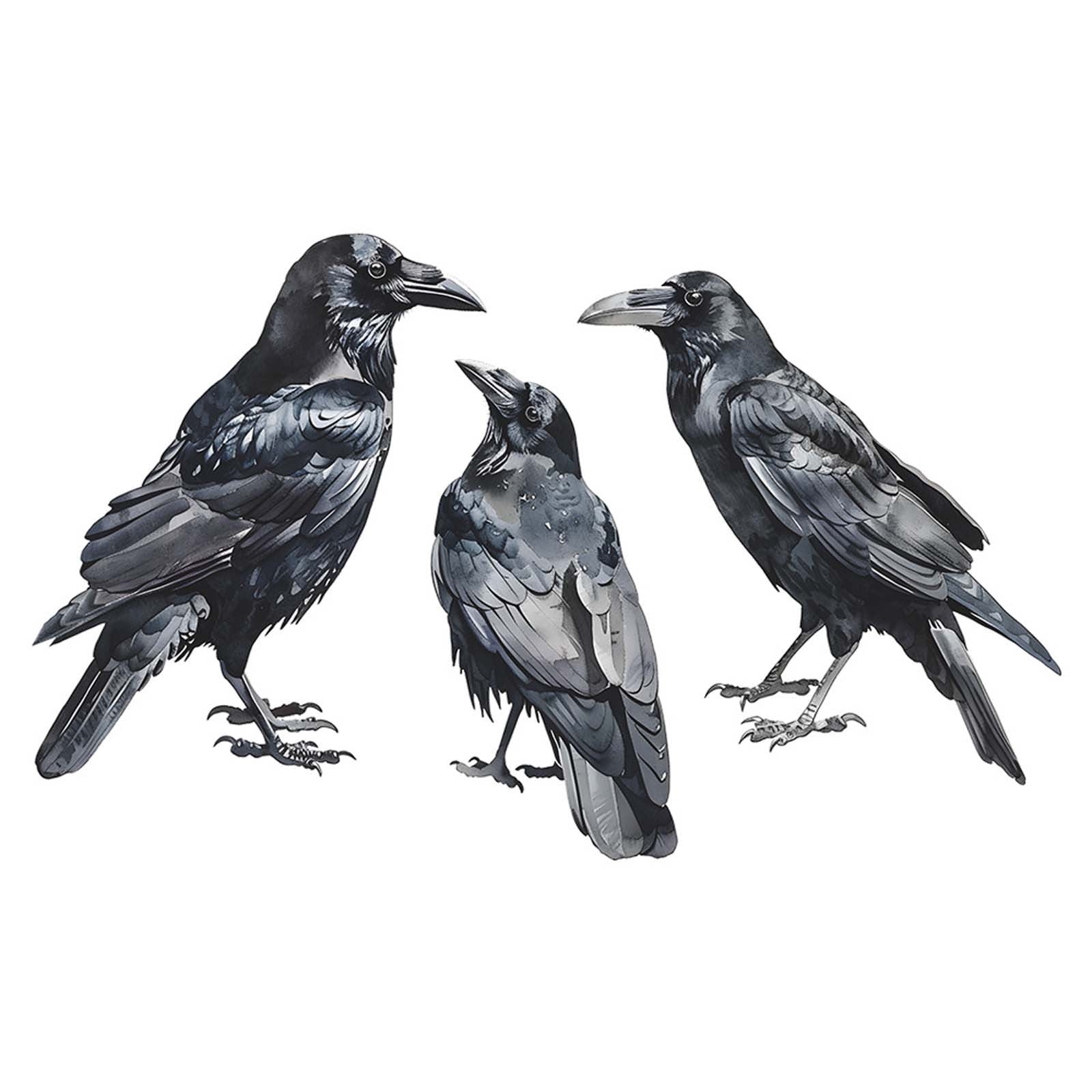 Wadada Halloween Tree Branch Wall Decals Black Crow Flying Bird Wall ...