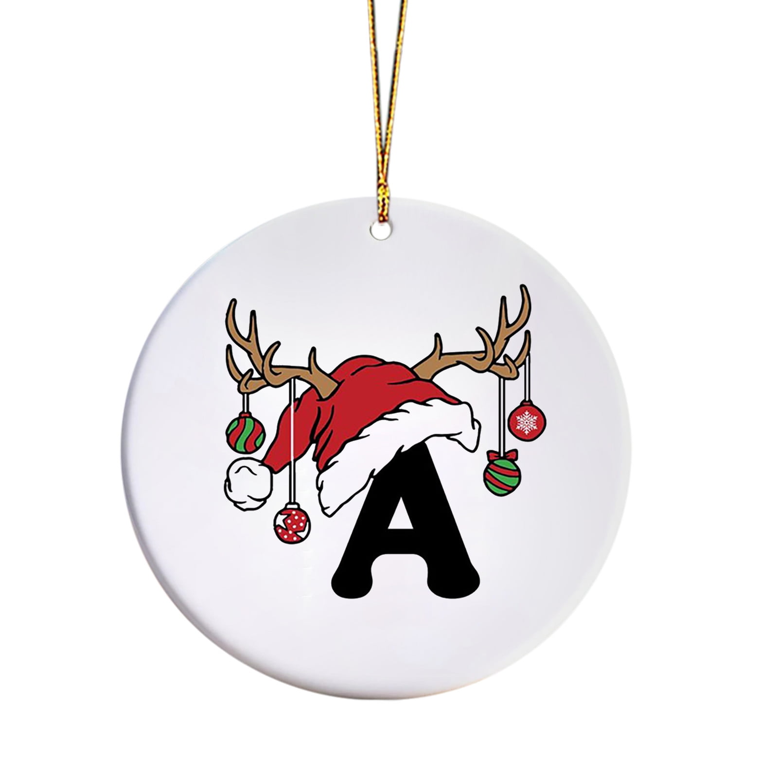 Wadada Initial Christmas Ornaments Black 26 Letter Christmas Tree ...