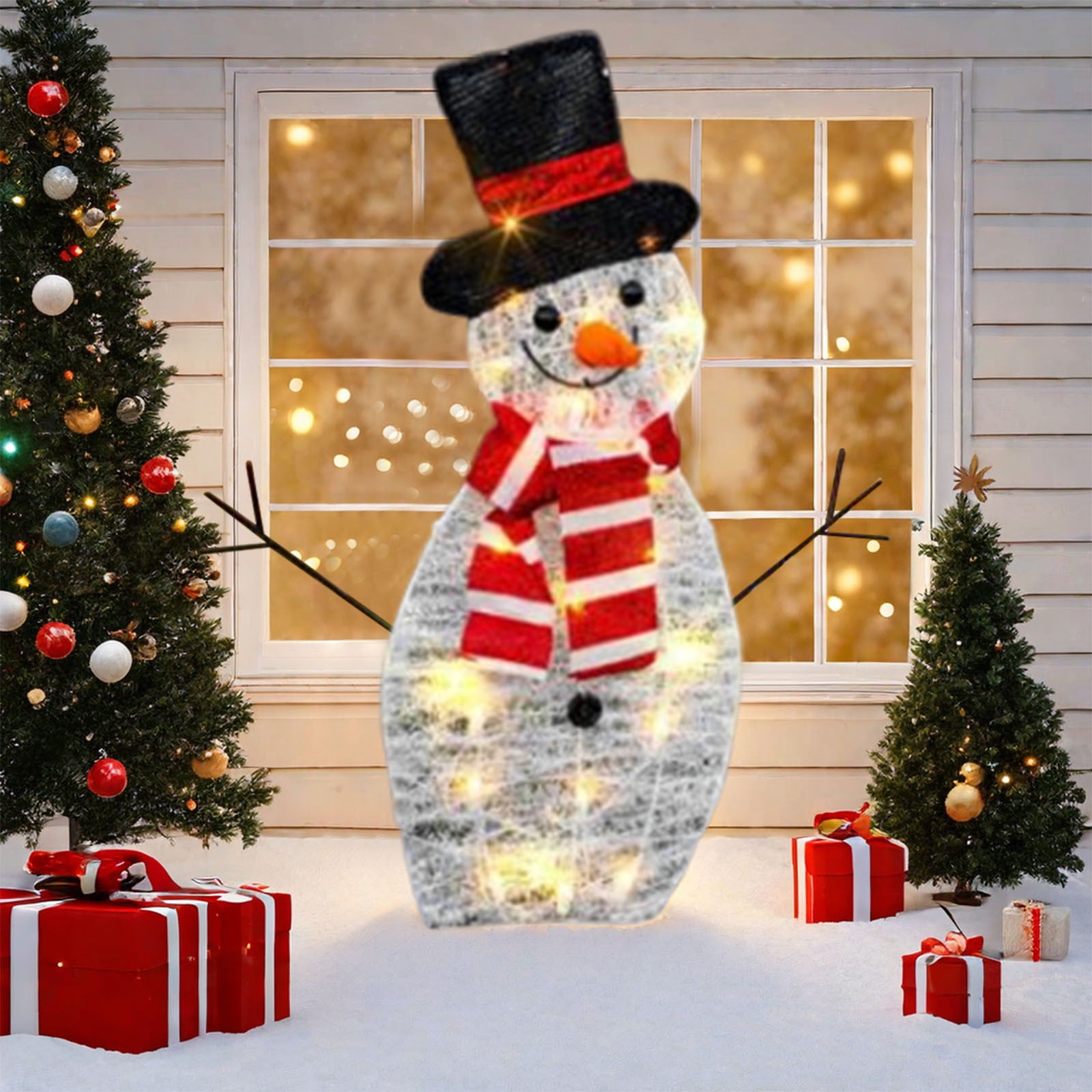Wadada Lighted Christmas Snowman Decorations Yard Light Up Snowman ...