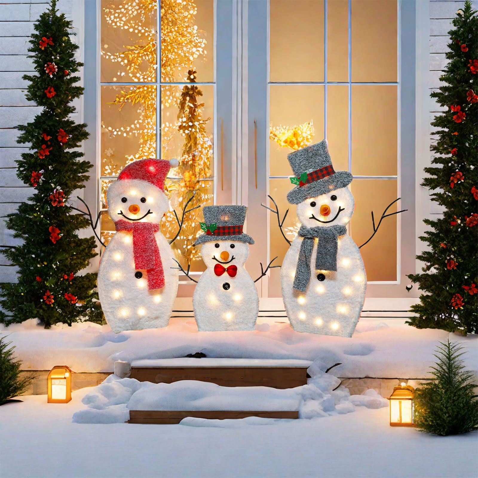 Wadada Lighted Christmas Snowman Decorations Yard Light Up Snowman ...