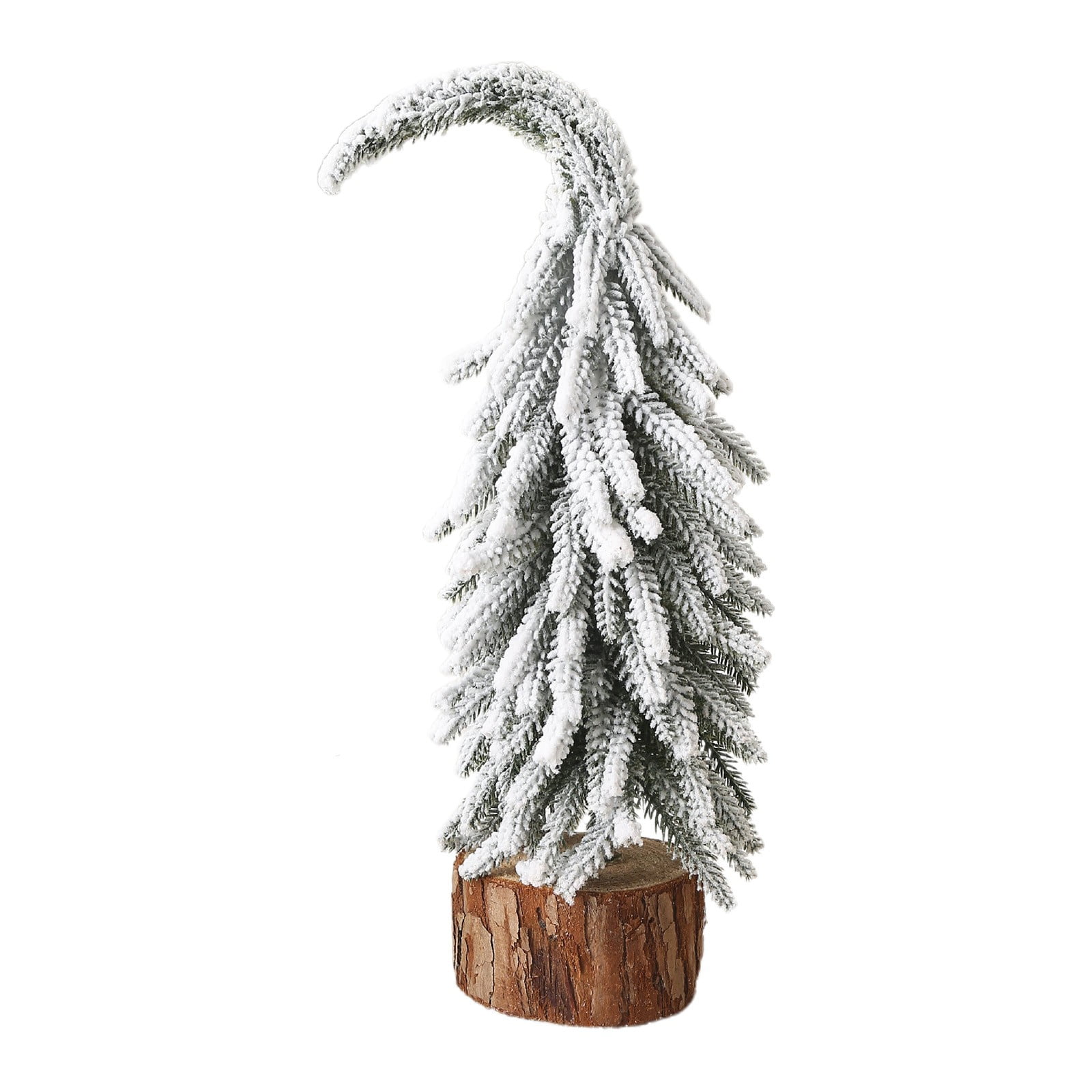 Wadada Mini Christmas Tree, Bent Top Snowy Flocked Norfolk Pine Tree ...