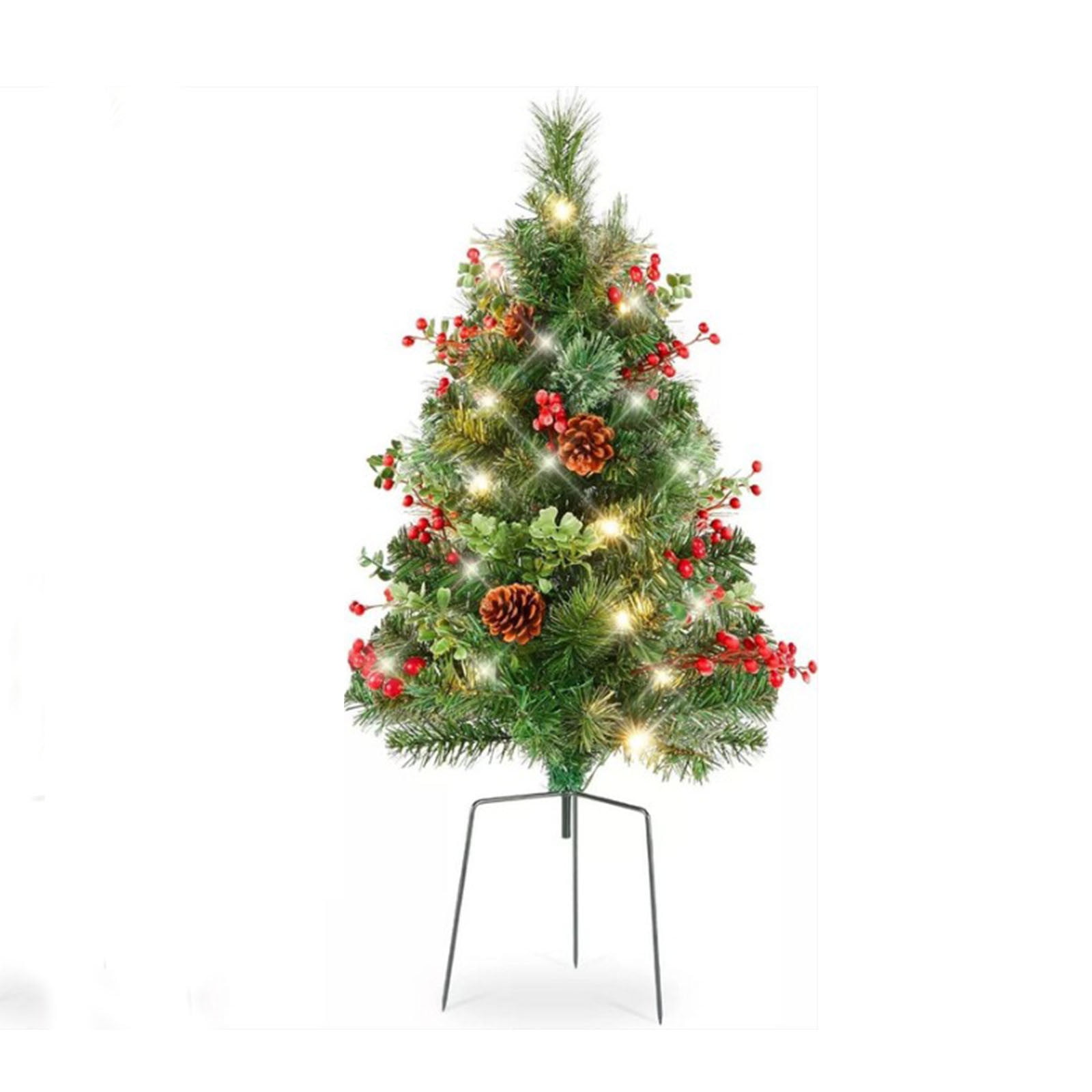 Wadada Outdoor Pathway Christmas Trees, 30” Battery Operated Pre-Lit ...