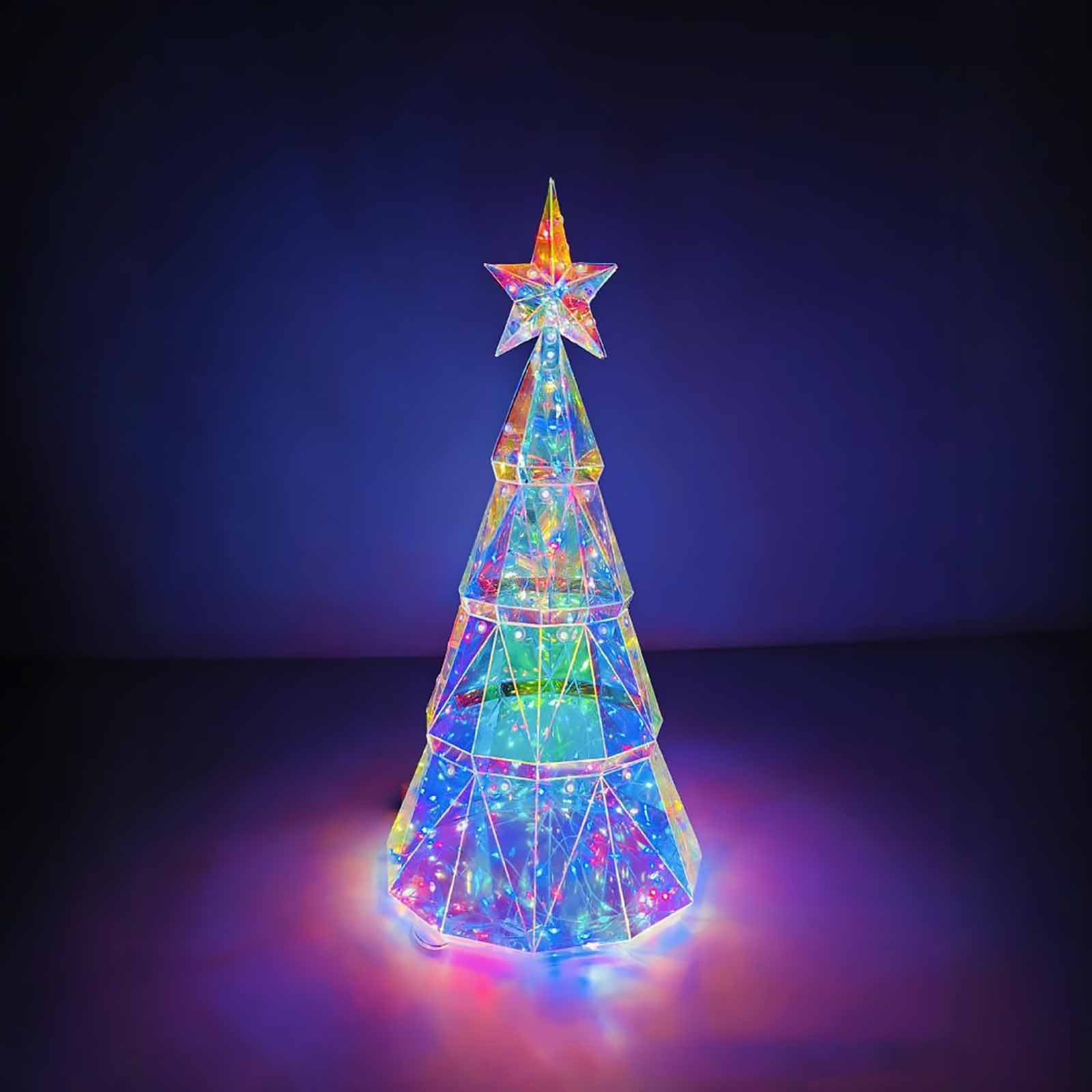 Wadada Prismatic Iridescent Christmas Tree, Desktop Christmas Tree with ...