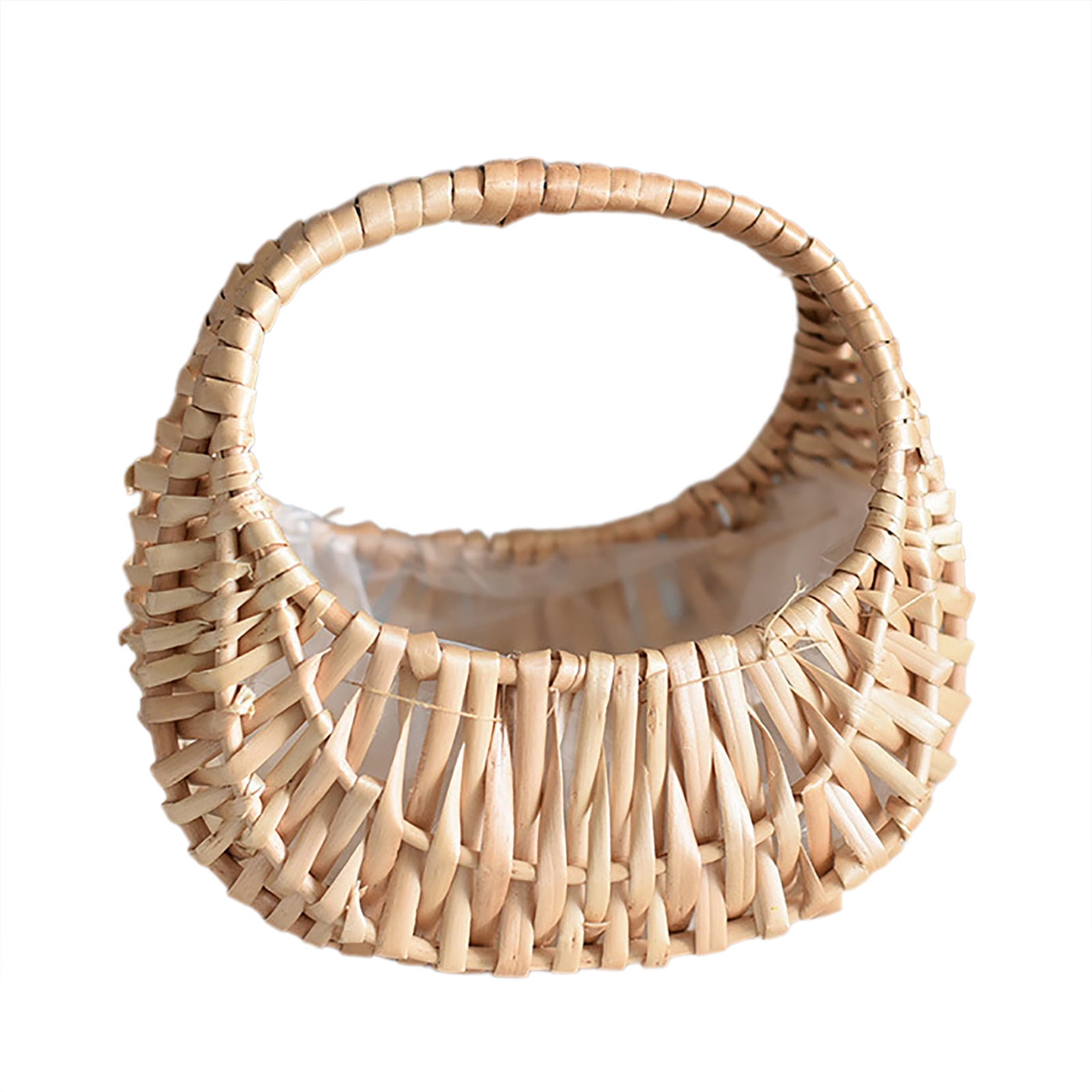 Wadada Rattan Basket Half Moon Wicker Basket, Portable Willow Straw ...