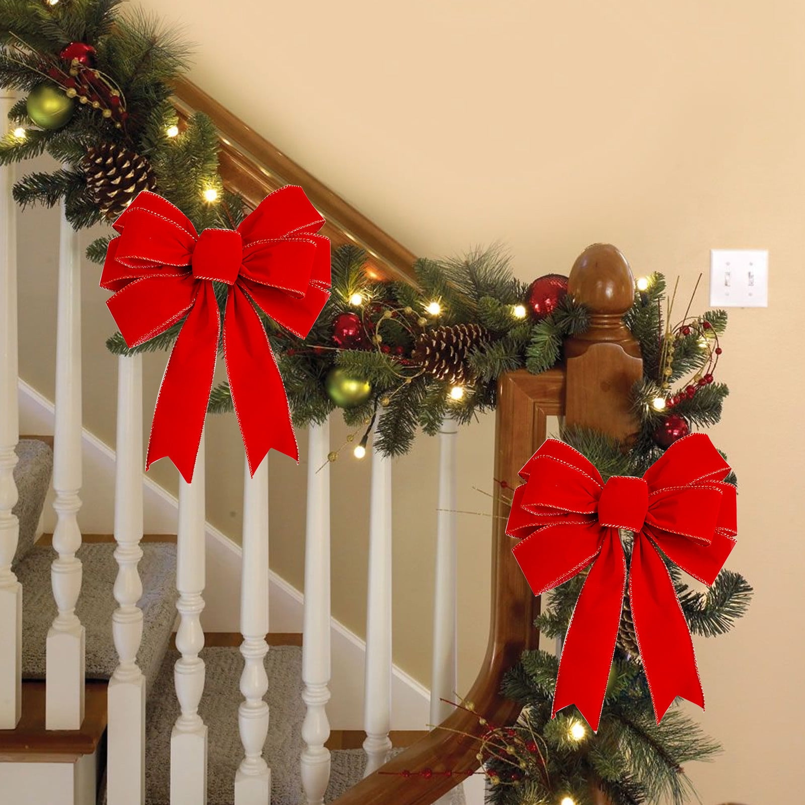 Wadada Red Christmas Bows Outdoor Decorations,12”x14” Large Christmas ...