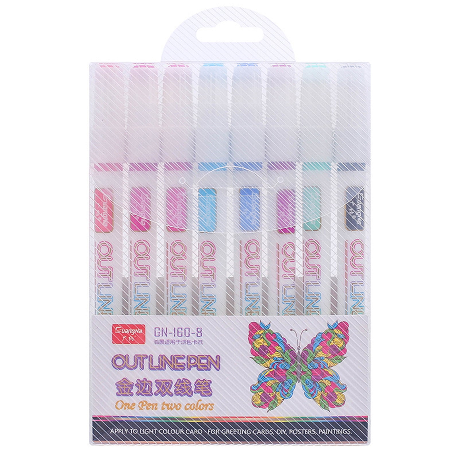 Wadada Self-Outline Markers, 8 Colors Outline Pens, Gold and Silver ...