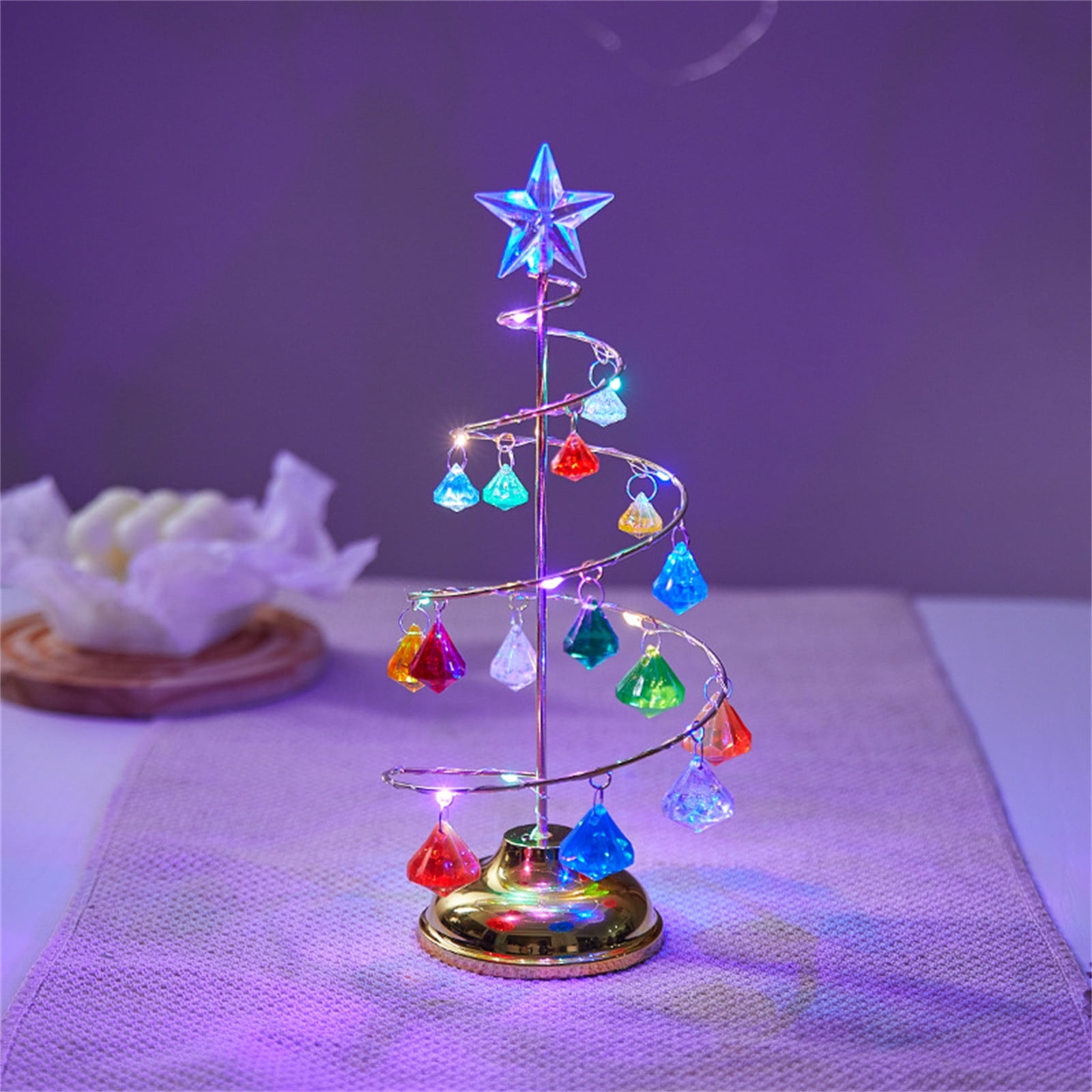 Wadada Small Christmas Tree with Lights, 13" Table Top Pre-lit ...