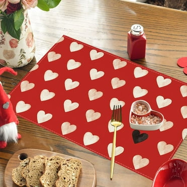 Awevudst Valentine's Day Heart Table Placemats Decorative Heat ...