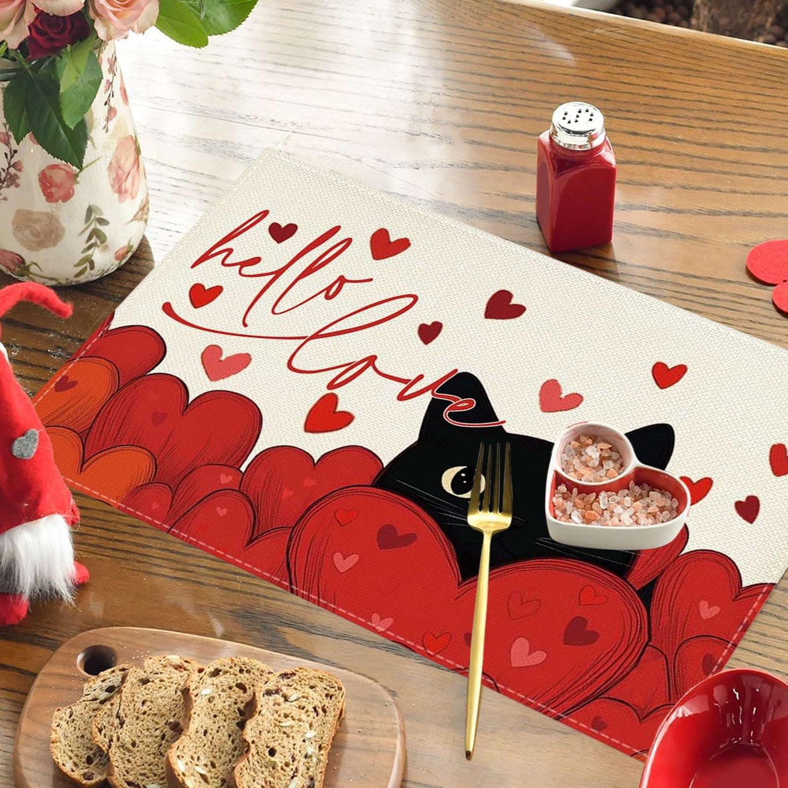 Wadada Valentine's Day Placemats, Reusable Valentines Plastic Table ...