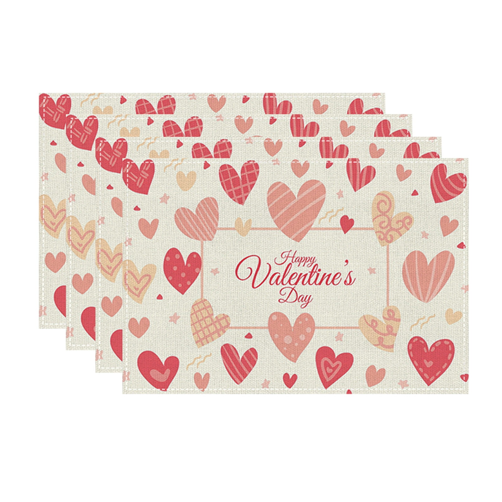 Wadada Valentines Day Placemats 18x12 Inches, Heart Love Red Table ...