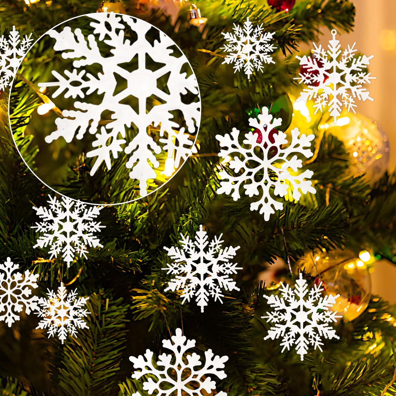 Wadada White Snowflake Ornaments-Christmas Tree Decorations, Hanging ...