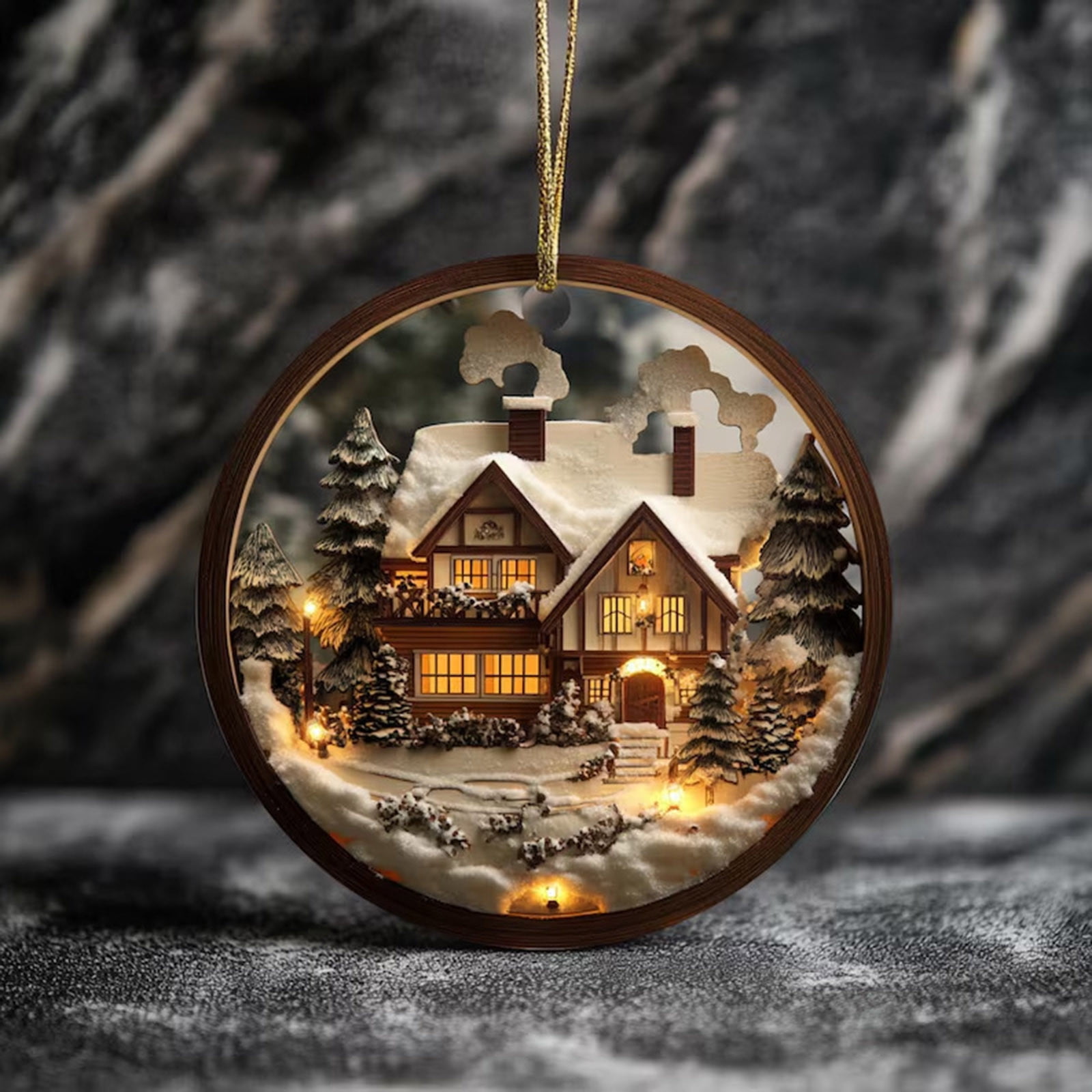 Wadada Winter Watercolor Christmas Cabin in Forest Merry Christmas ...