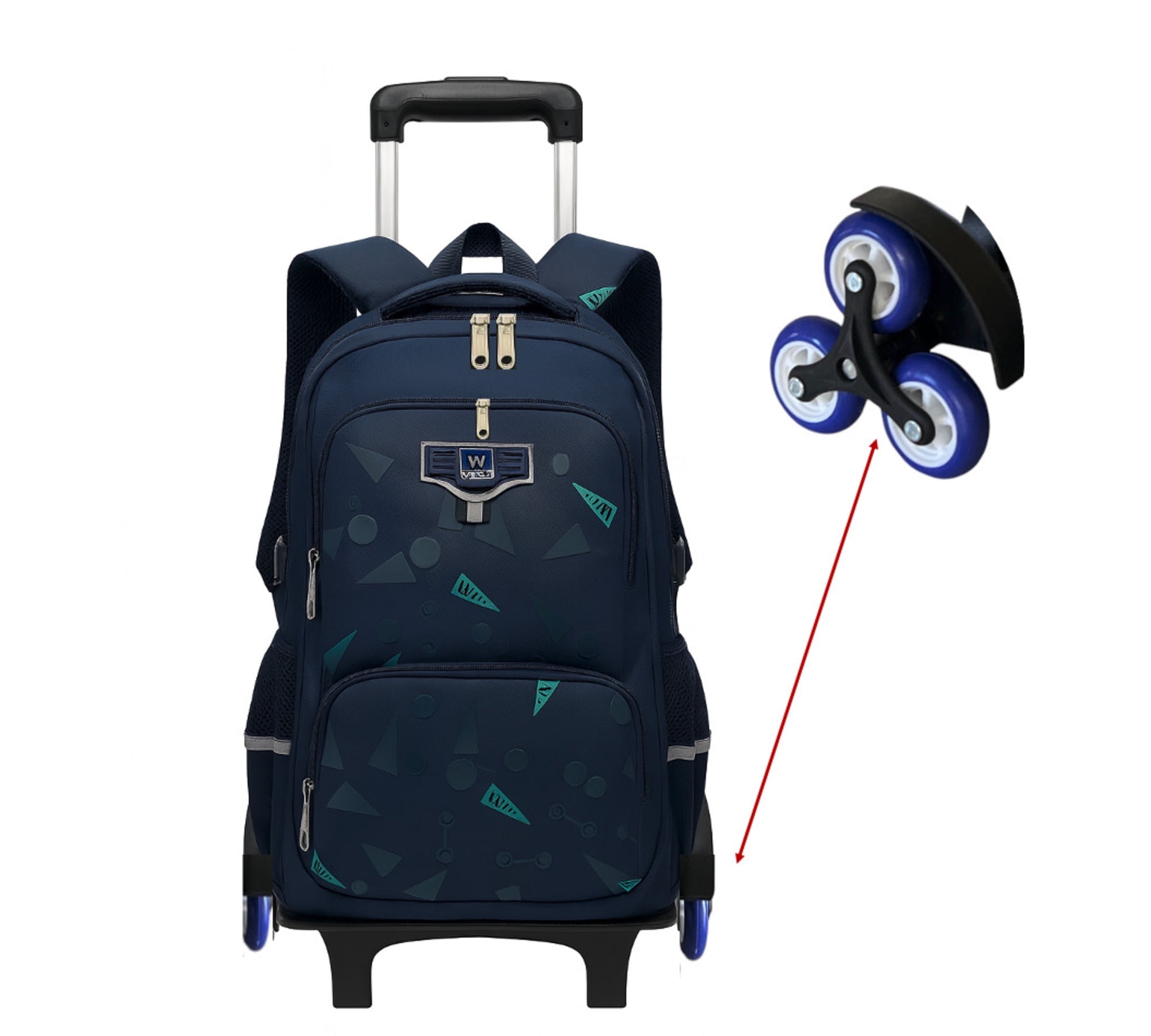 Wadan 18.50-inch 6-Wheels Rolling Stylish School Backpack, Shoulder ...