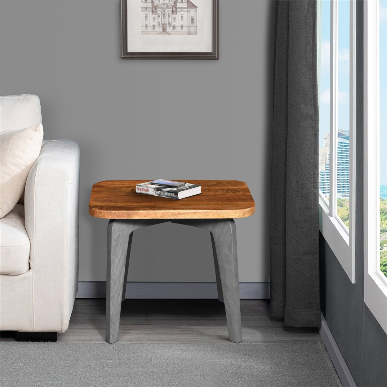 Wade 20 Inch Handcrafted Rectangular Side End Table, Solid Natural ...