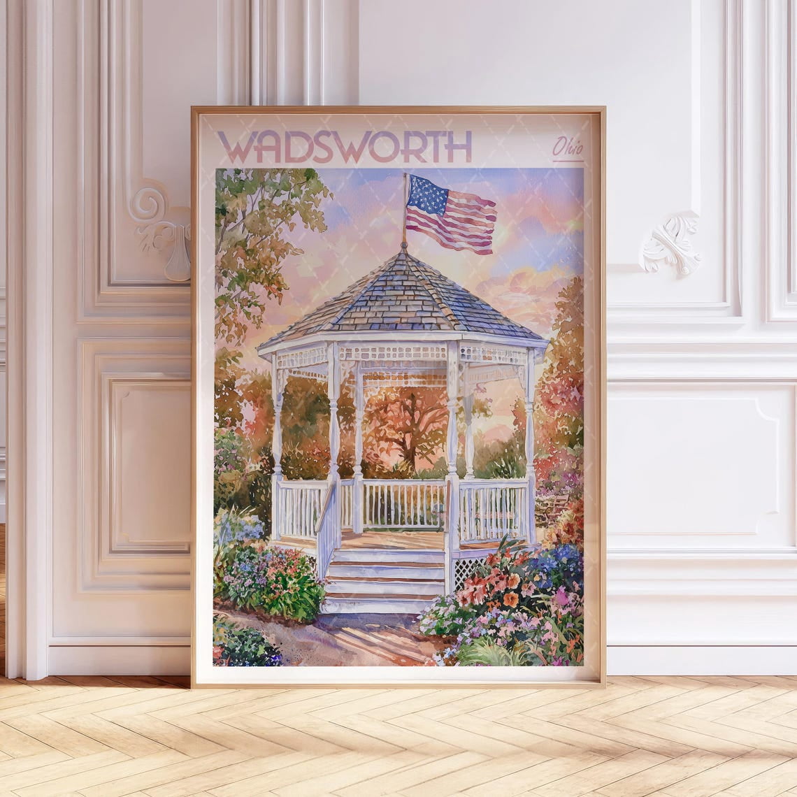 Wadswoth Watercolor Poster - Ohio Wall Art - Ohio Travel Poster ...