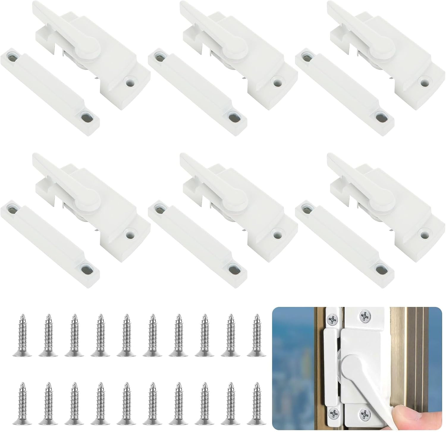 WadwP 6 Pack Window Sash Locks, Sliding Window Sash Locks with Screws ...