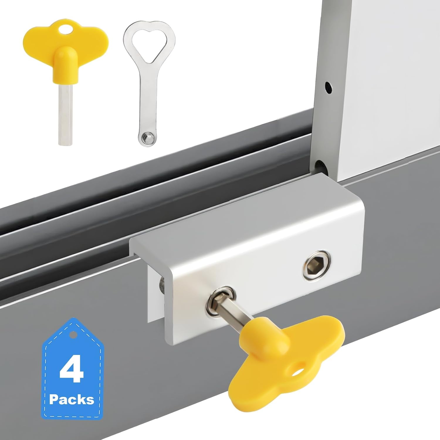 WadwP Window Locks, 4 Pack Sliding Window Locks With Key, Window Locks ...