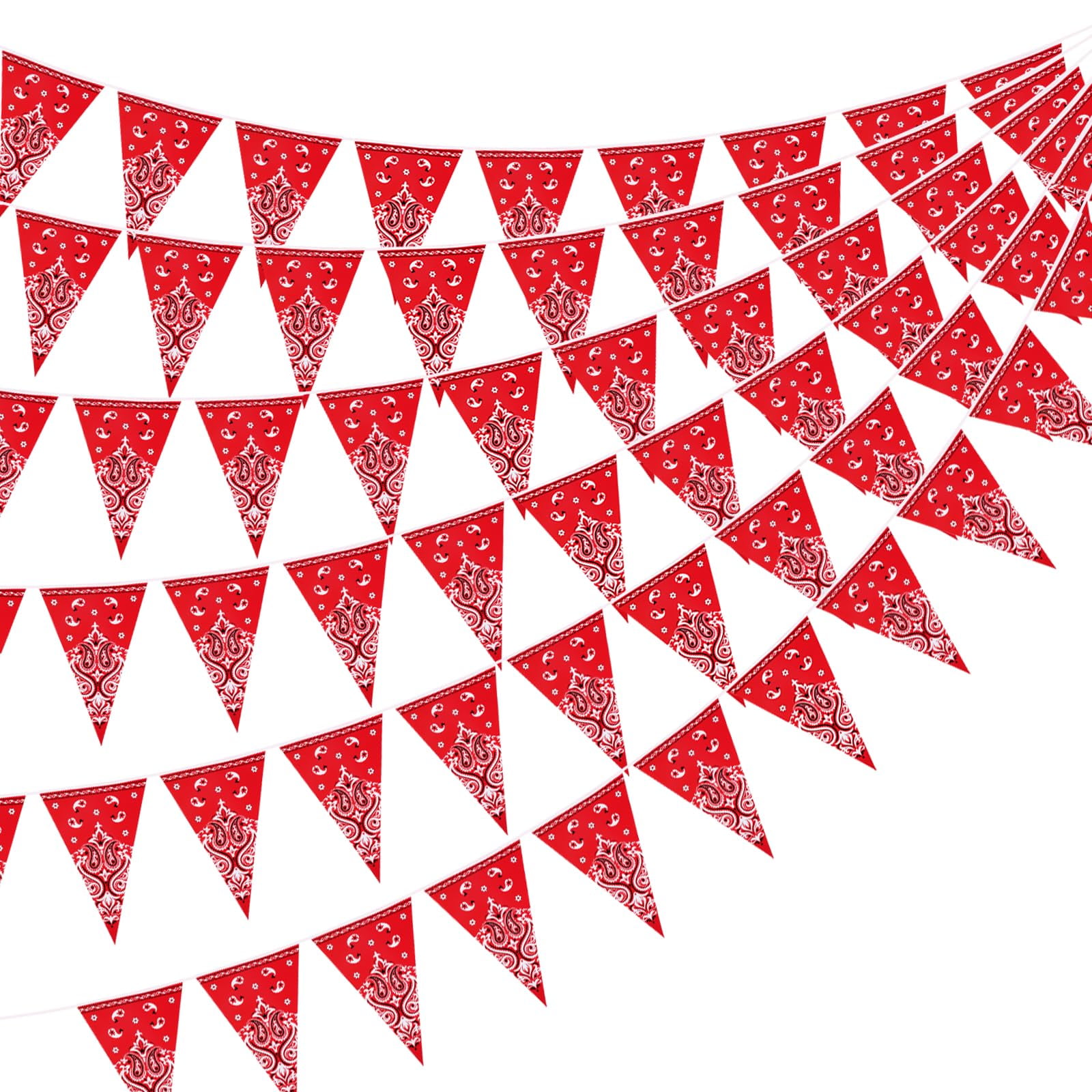 Waenerec Western Themed Party Decorations 6 Pack Red Bandana Pennant ...