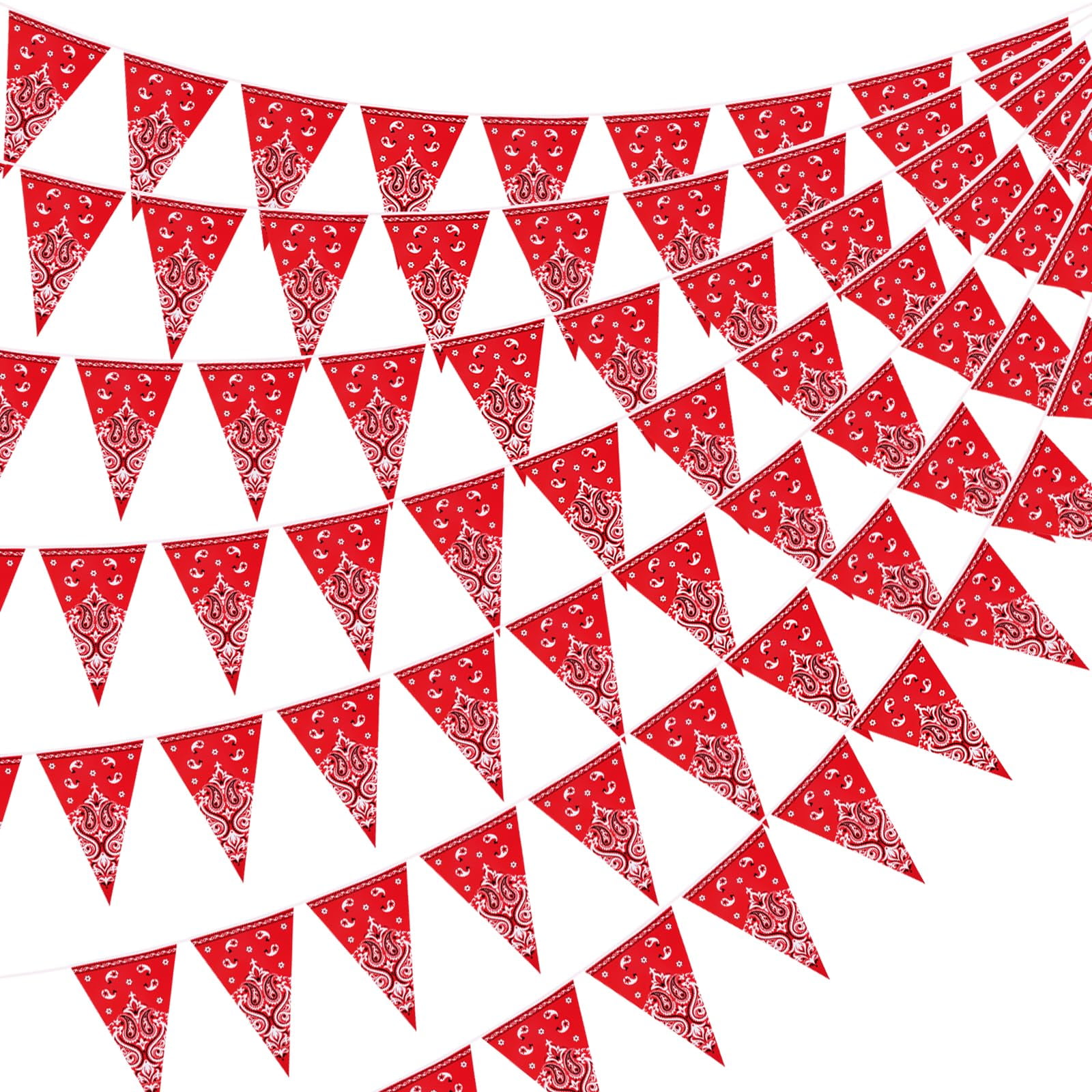 Waenerec Western Themed Party Decorations 6 Pack Red Bandana Pennant ...