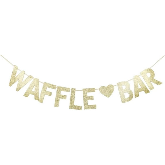Waffle Bar Banner, Gold Glitter Paper Sign For Waffle Theme Party ...
