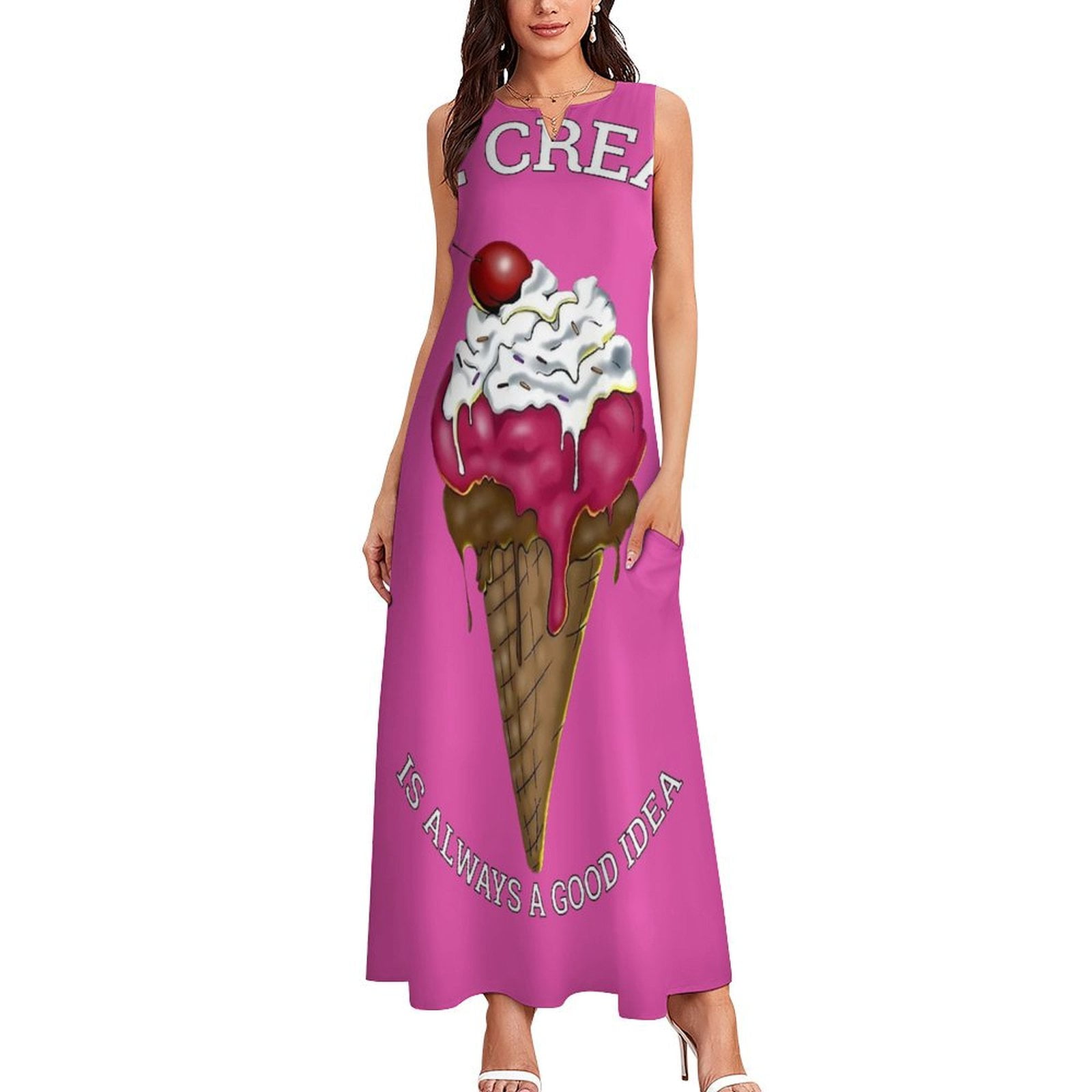 Waffle Cone Ice Cream Is Always A Good Idea Long Dress Women's Summer ...