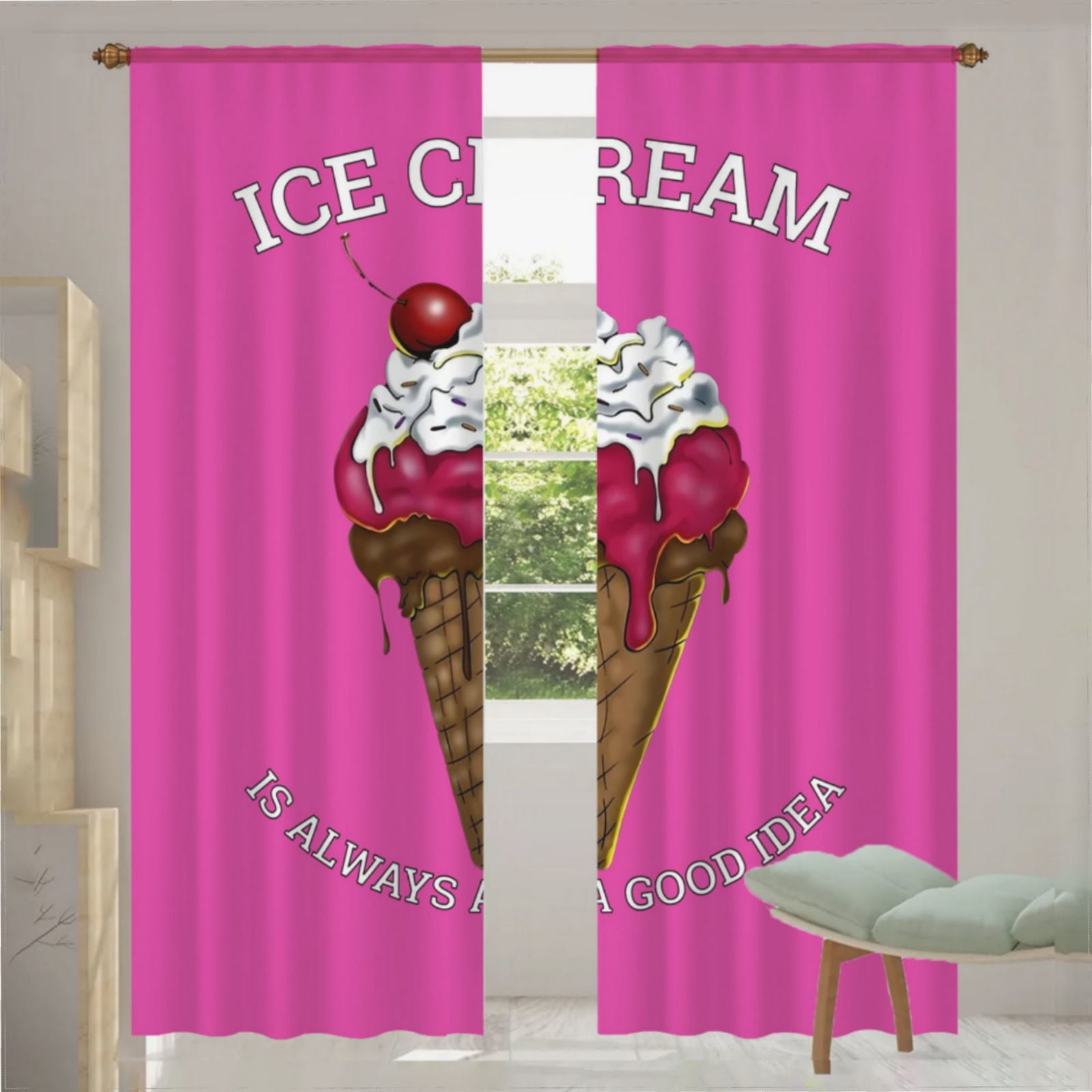 Waffle Cone Ice Cream Is Always A Good Idea Tulle Sheer Window Curtains For Living Room Kitchen ...