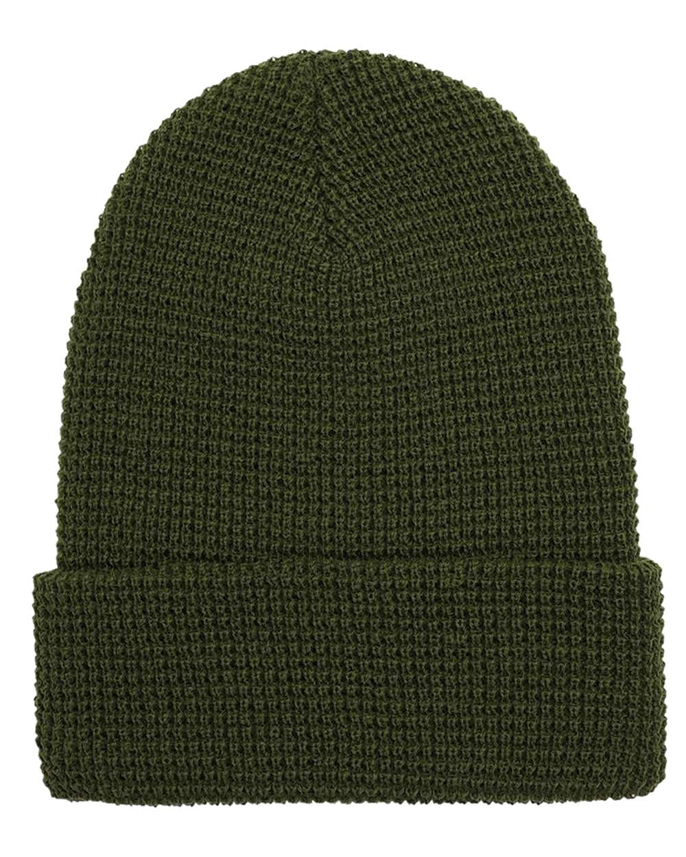 Yupoong 2501KC YP Classics Waffle Cuffed Beanie-Olive Green - Walmart.com