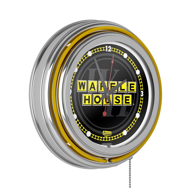 Waffle House Wordmark Chrome Double Ring Neon Clock - Walmart.com