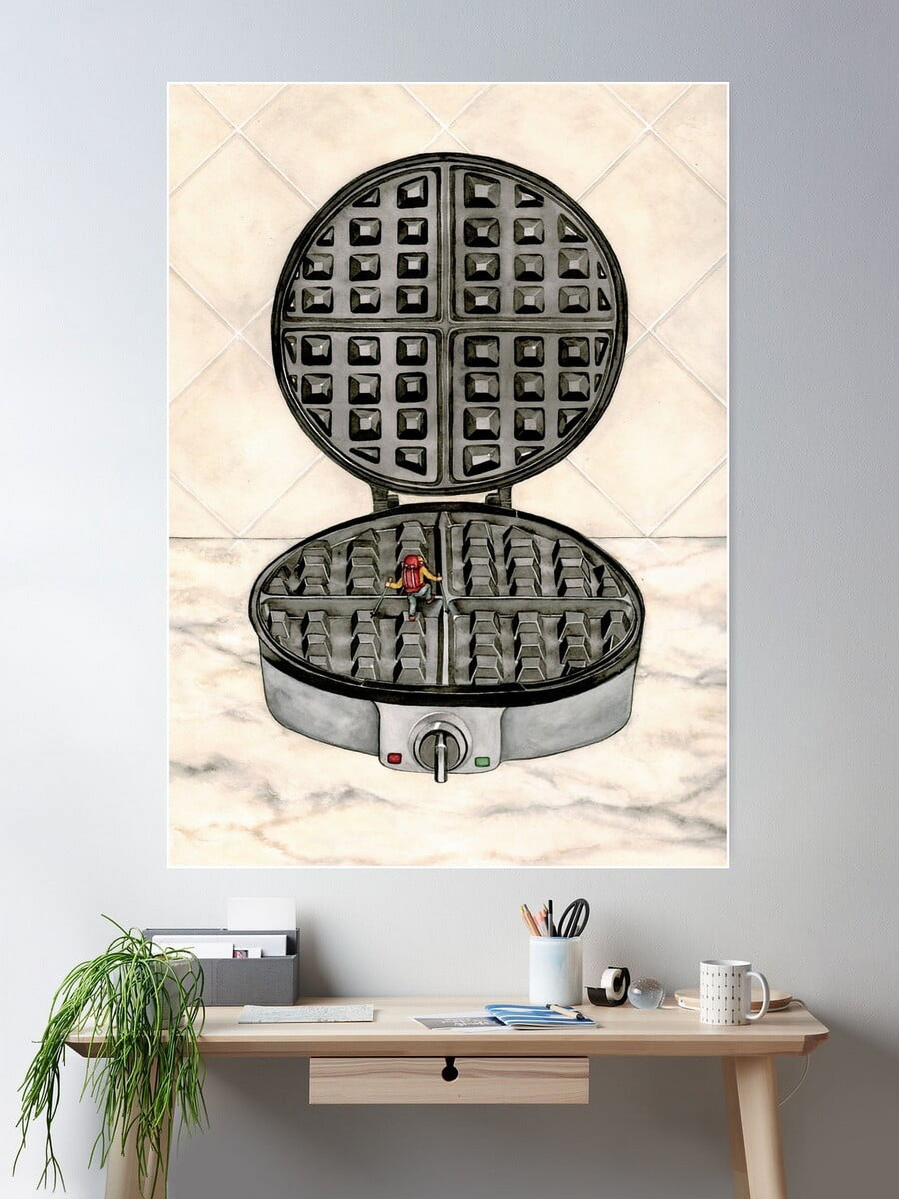 Waffle Iron Backpacking, Surrealist Kitchen Watercolor Painting Poster ...