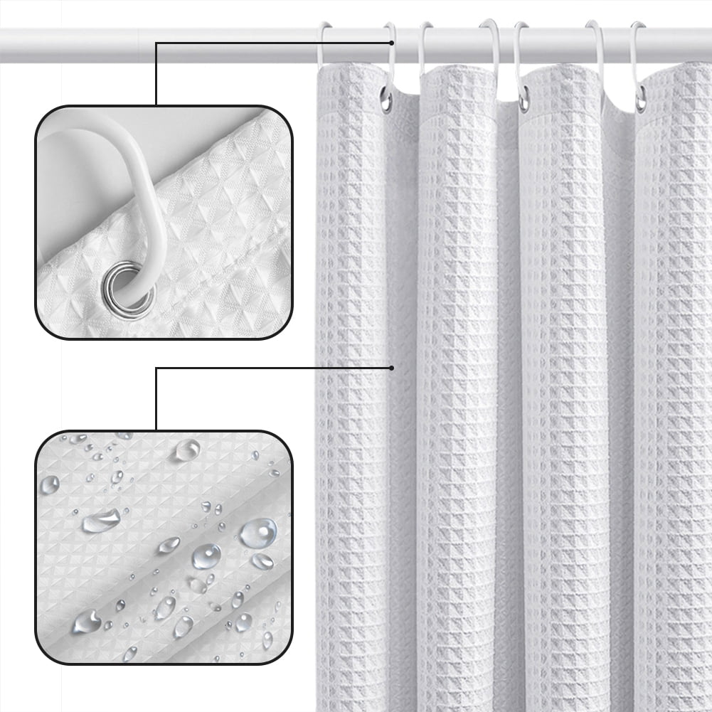 Waffle Jacquard Shower Curtains 70"x70" Thicked Bathroom Grommet Panels ...