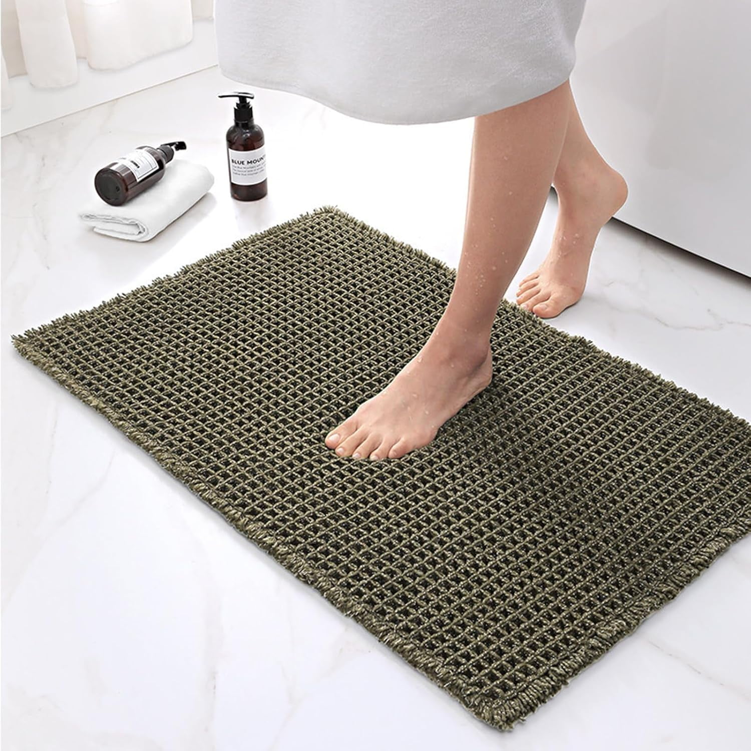 Waffle Knit Bath Mat, Waffle Bath Mat Non Slip, Viral Bath Mat, Viral ...