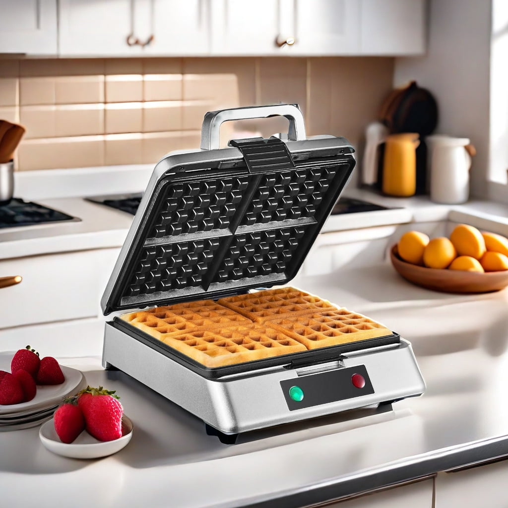 Waffle Maker, 4 Slice Square Waffle Iron, Temperature Lights for ...