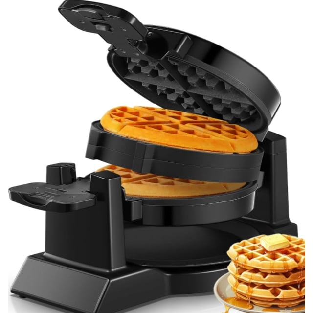 Waffle Maker, 𝟏𝟒𝟎𝟎𝐖 𝐃𝐨𝐮𝐛𝐥𝐞 Belgian Waffle Iron 180° Flip, 8 Slices ...