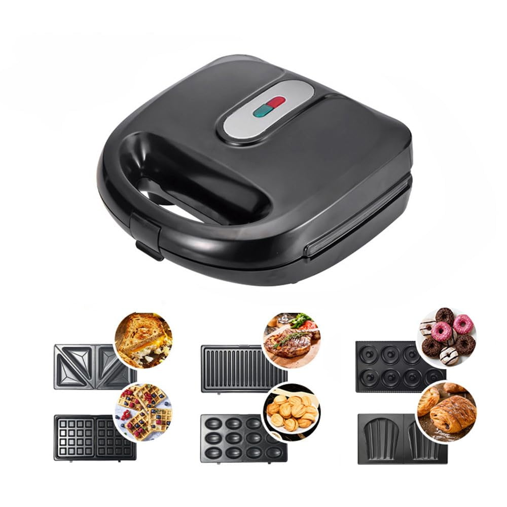 Waffle Maker Sandwich Maker 6 in 1, with Removable Plates Non-Stick ...