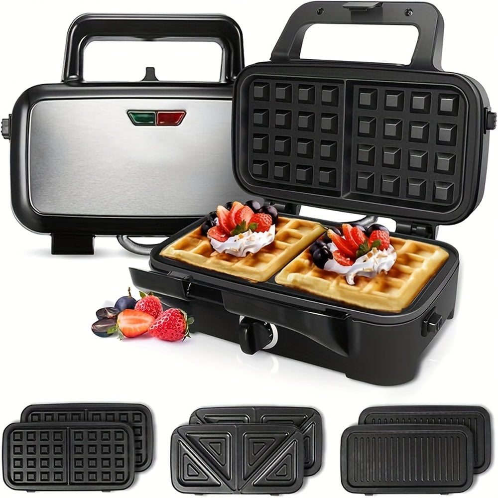 Waffle Makers, 3-in-1 Waffle Iron Panini Press Sandwich Maker with ...