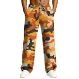 Waffle Pants for Men Elastic Waist Baggy Pants Camo Print Trendy ...