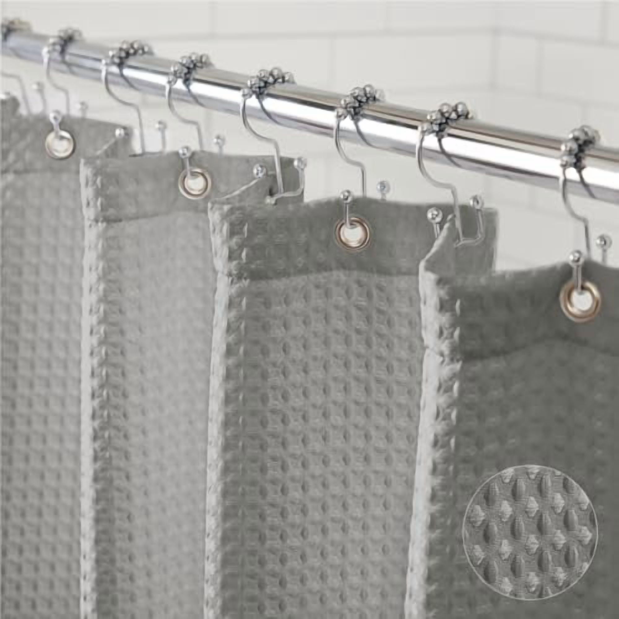 Waffle Shower Curtain, Thick Weighted Fabric, Wrinkle and Rust ...