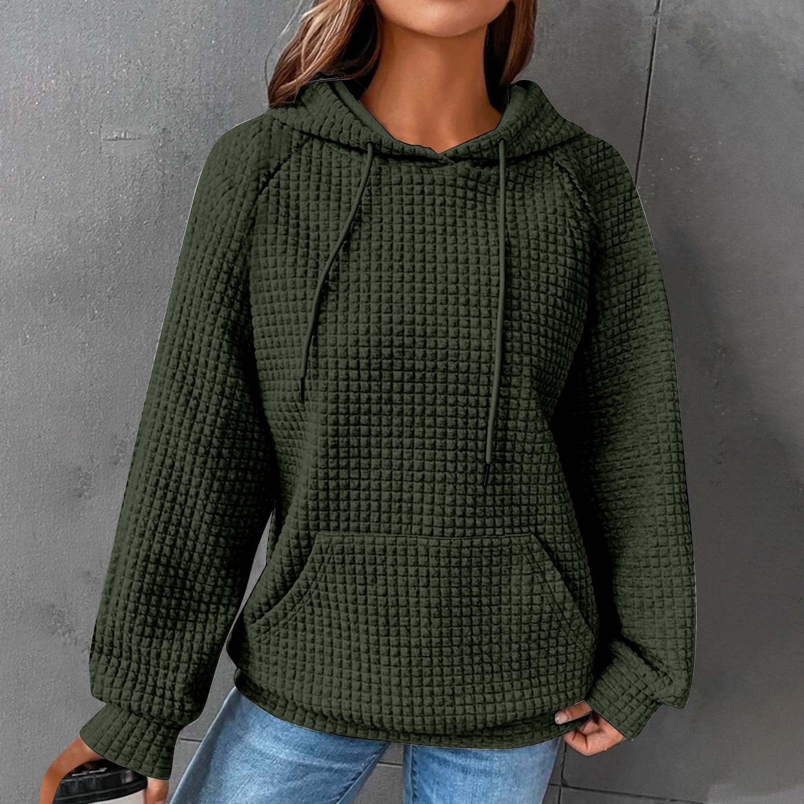 Waffle Sweatshirt Hoodie Women,Womens Hoodies Casual Long Sleeve ...